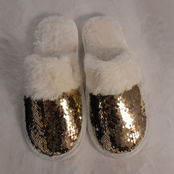 Avon | Shoes | Sparkle Equin Slippers Gold | Poshmark
